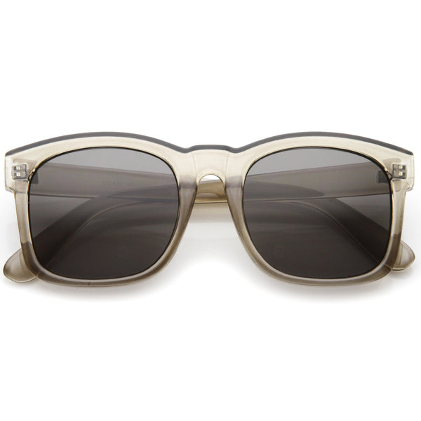 Retro Bold Horned Rim Shallow Frame Sunglasses - zeroUV