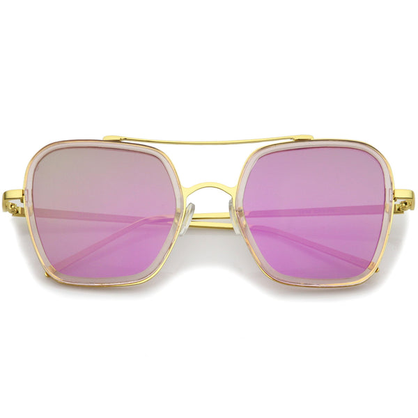 Modern Square Mirrored Flat Lens Sunglasses - zeroUV