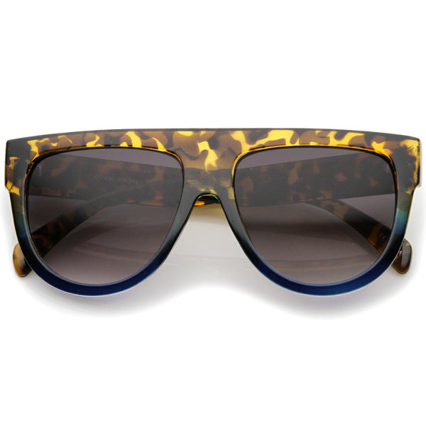 Large Oversize Flat Top Frame Aviator Sunglasses - zeroUV