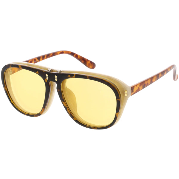 Men's Oversize Two Tone European Style Flip Up Aviator Sunglasses - zeroUV
