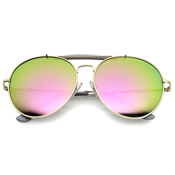 Oversize Retro Modern Round Aviator Sunglasses - zeroUV