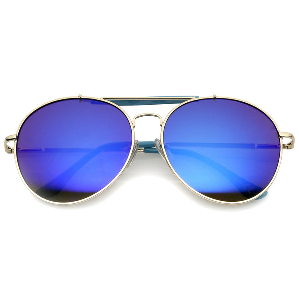 Oversize Retro Modern Round Aviator Sunglasses - zeroUV