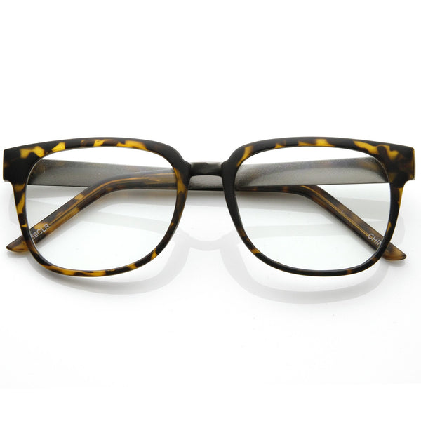 Premium Metal Arm Fashion Square Clear Lens Glasses Zerouv