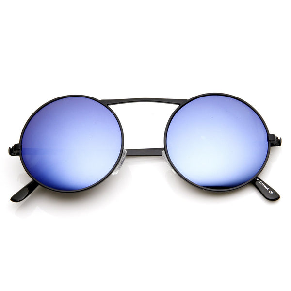 Retro Round Steampunk Mirror Revo Lens Sunglasses - zeroUV