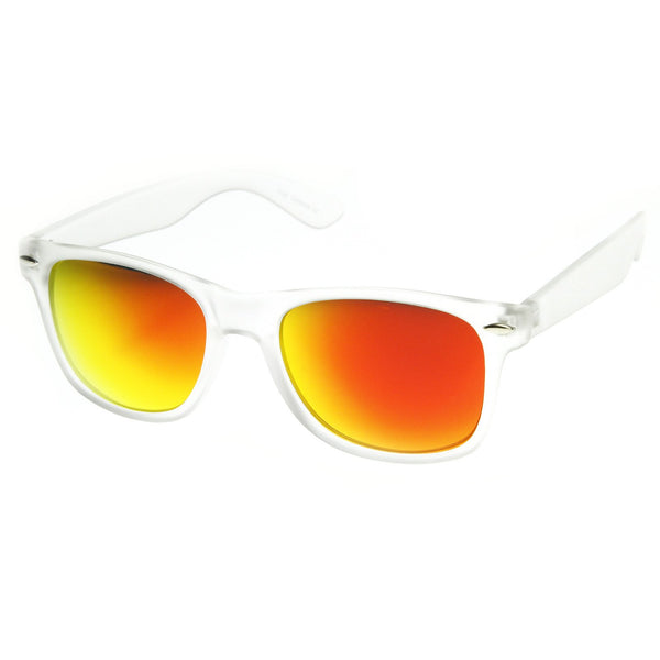 Frosted Frame Revo Reflective Lens Wayfarer Sunglasses - zeroUV