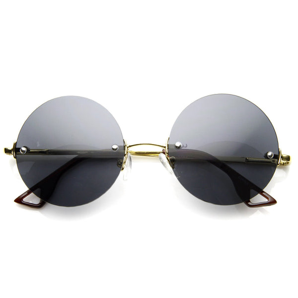 European Retro Frameless Round Fashion Sunglasses - zeroUV