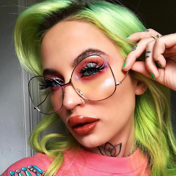 Women's Vintage Oversize Butterfly Clear Lens Glasses - zeroUV