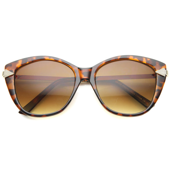 Women's Designer Cat Eye Metal Temple Sunglasses - zeroUV