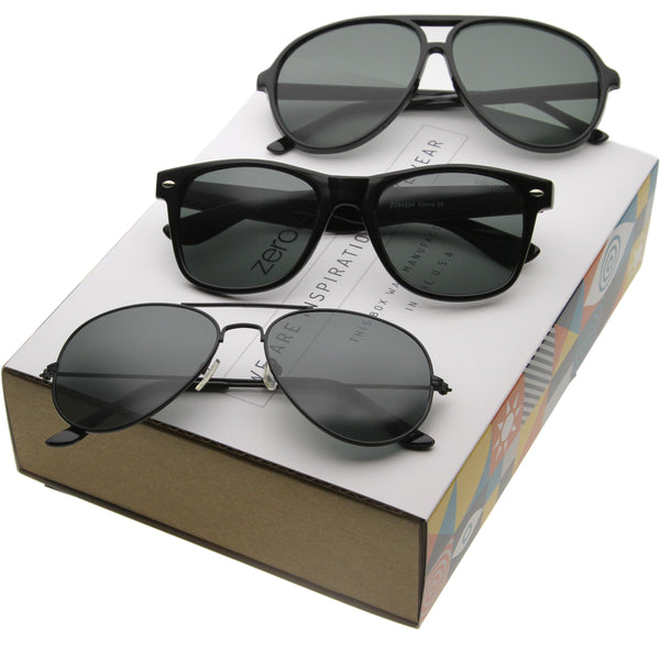 Classic Retro Horned Rim And Aviator Iconic Sunglasses - zeroUV