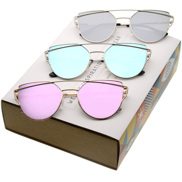 Women's Premium Mirrored Flat Lens Aviator Sunglasses - zeroUV