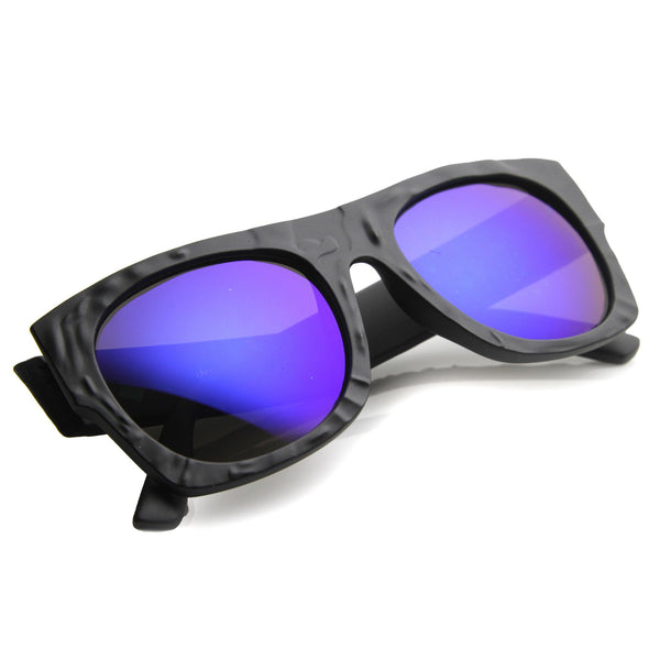 Unique Textured Square Flat Top Sunglasses 9866 - zeroUV