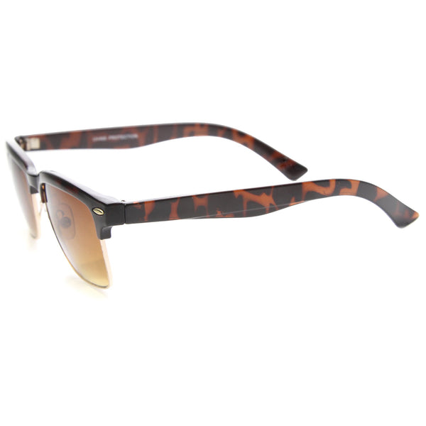 Vintage Half Frame Indie Horned Rim Sunglasses - zeroUV