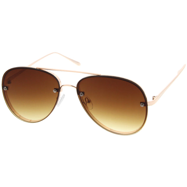 Modern Rimless Flat Lens Aviator Sunglasses 60mm - zeroUV