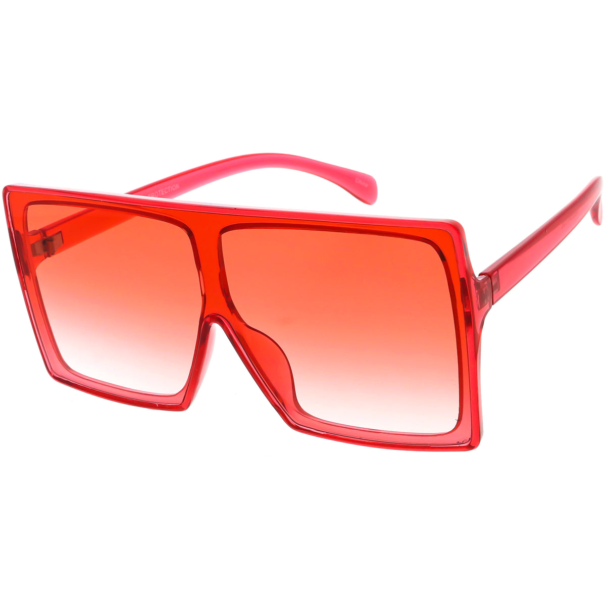 Bold Colored Tinted Lens Translucent Flat Top Oversize Shield Sunglass ...