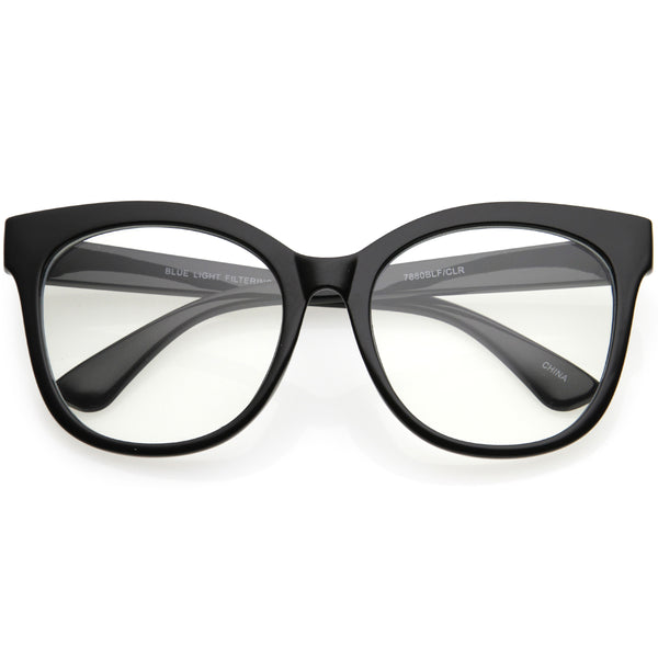 Oversize Blue Light Filter Horn Rimmed Cat Eye Sunglasses D155 - zeroUV