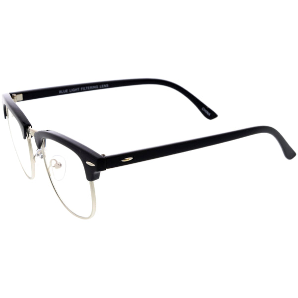 Classic Everyday Browline Two-Tone Half Frame Blue Light Glasses D157 ...